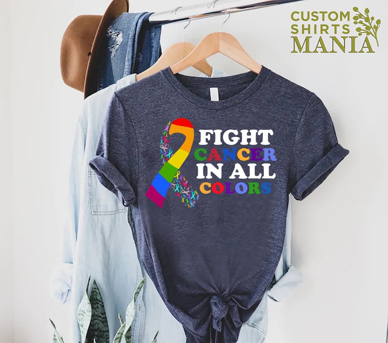 Cancer Awareness Tee,cancer Ribbon Shirt, Cancer Support Shirt, Fight ...