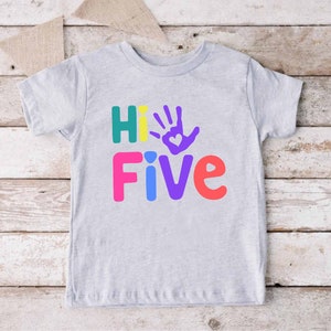 5th Birthday Shirt, Hi Five Shirt, Kids Birthday Shirt,5th Birthday ...