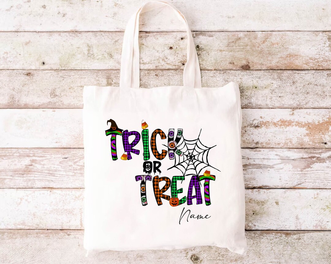 Trick or Treat Bag With Name, Custom Trick or Treat Tote Bag,kids ...