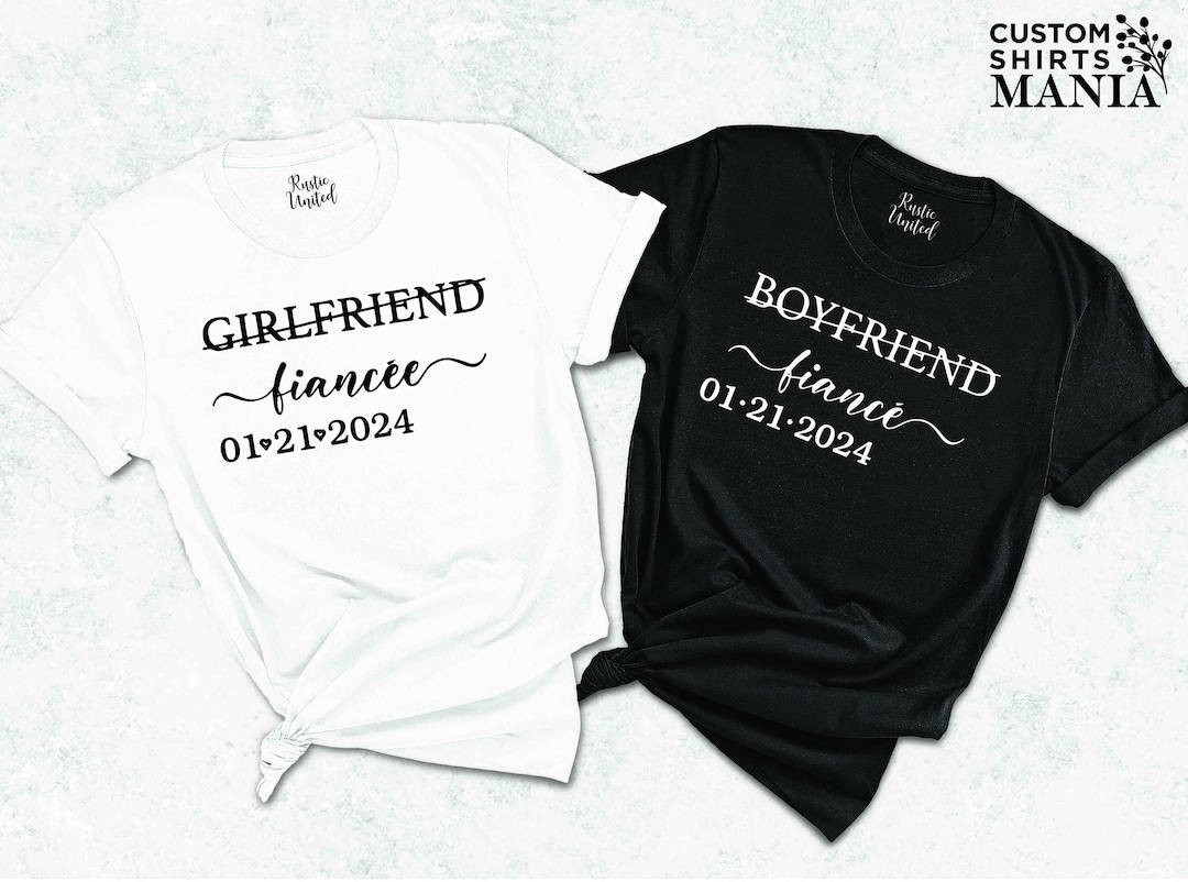 Personalized Couple Engagement Date Shirts, Couples Matching Shirt ...