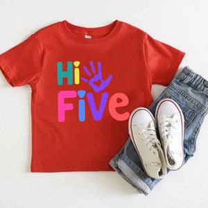 5th Birthday Shirt, Hi Five Shirt, Kids Birthday Shirt,5th Birthday ...