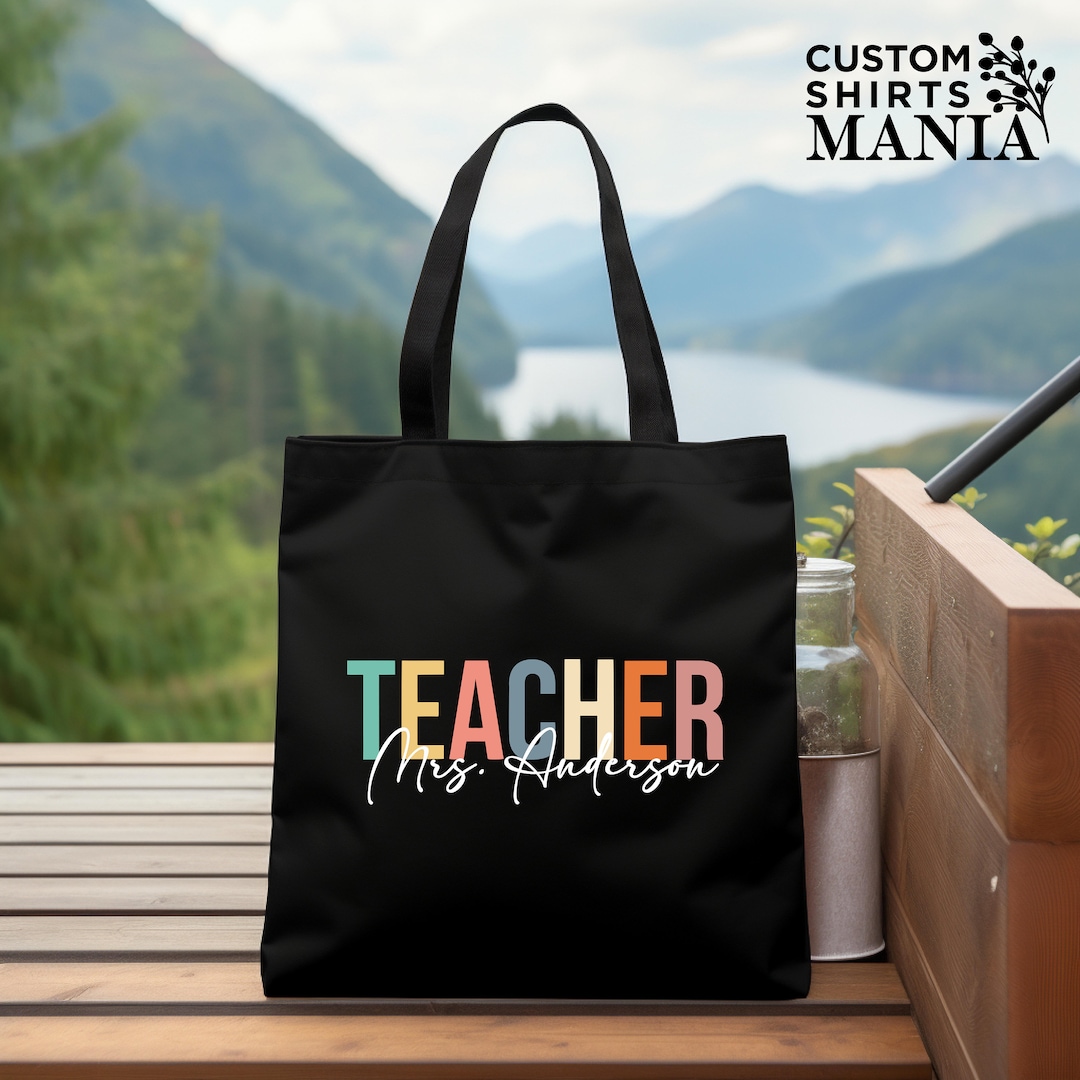 Custom Teacher Canvas Tote Bag, Personalized Teacher Tote Bag, Custom ...