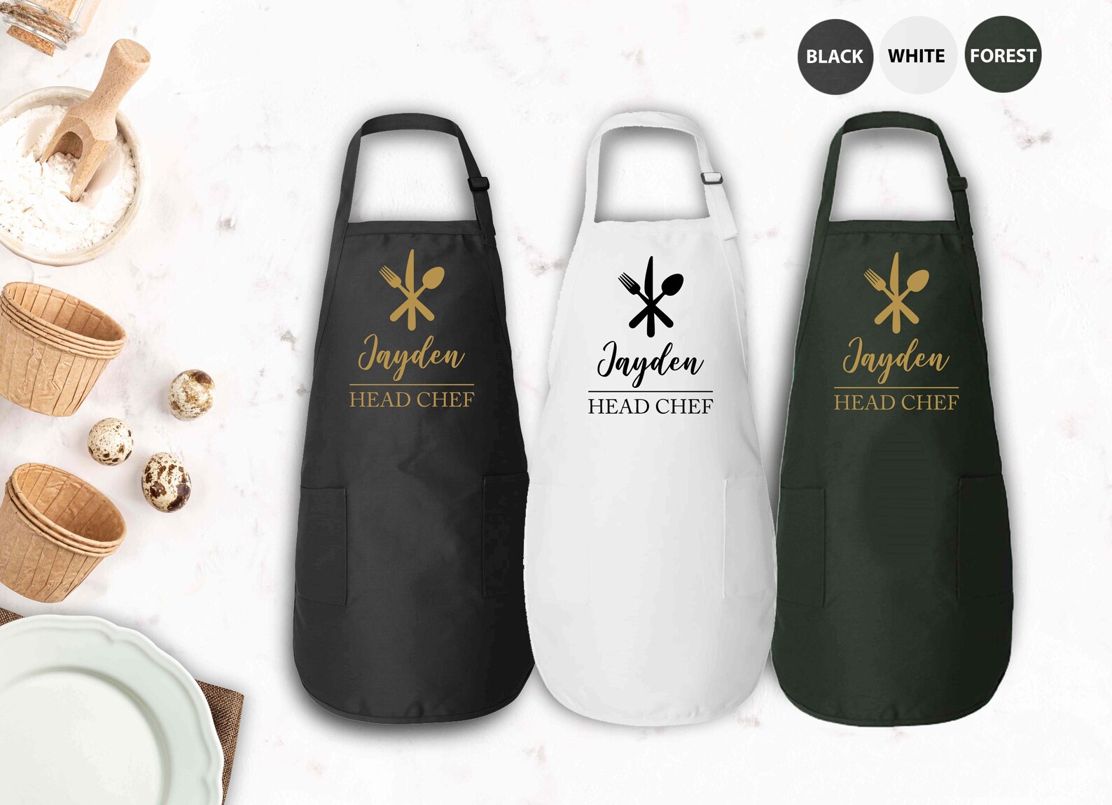 Personalized Logo Apron With Pockets,custom Text Logo Apron,custom Text ...