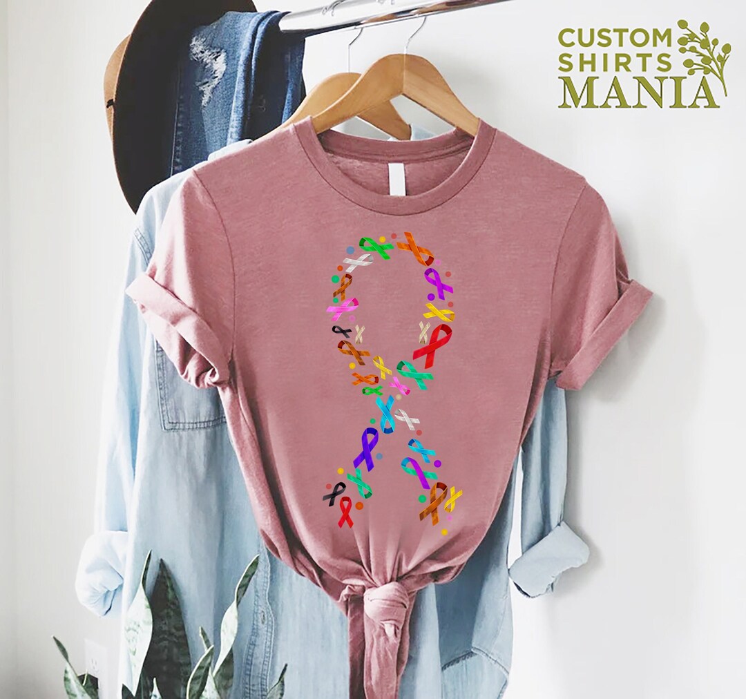 All Cancer Ribbon Colors Shirt, Cancer Awareness Tee, Fight Cancer ...