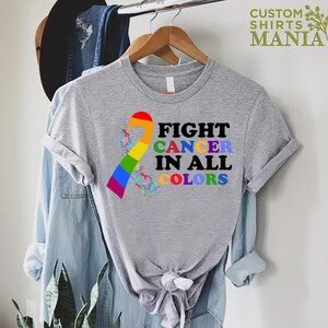 Cancer Awareness Tee,cancer Ribbon Shirt, Cancer Support Shirt, Fight ...
