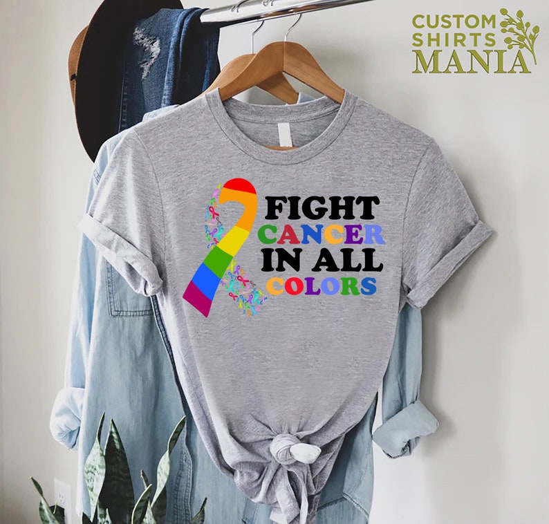 Cancer Awareness Tee,cancer Ribbon Shirt, Cancer Support Shirt, Fight ...