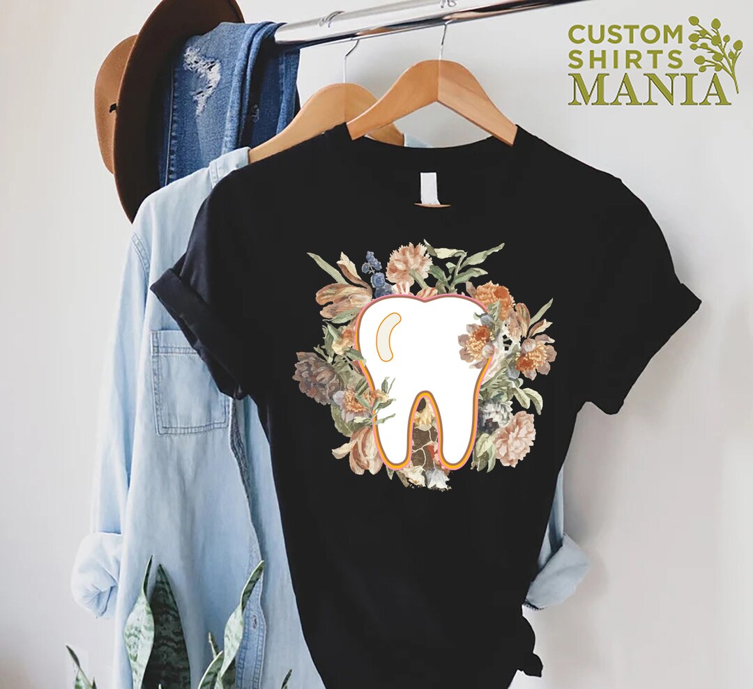 Floral Dental Tooth Shirt for Dentist,gift for Dentist, Dental ...