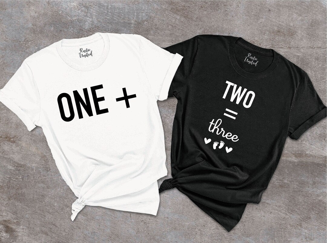 One Plus Two Equals Three Tshirts, Pregnancy Announcement Shirt, Funny ...