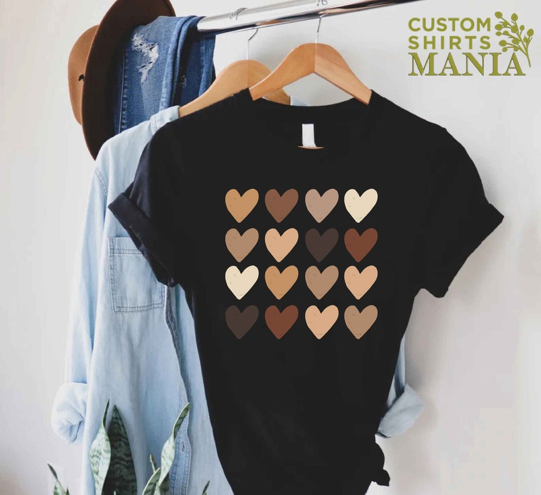 Skin Tone Hearts Tee, Equality Shirt, Human Rights Shirt, Kindness ...