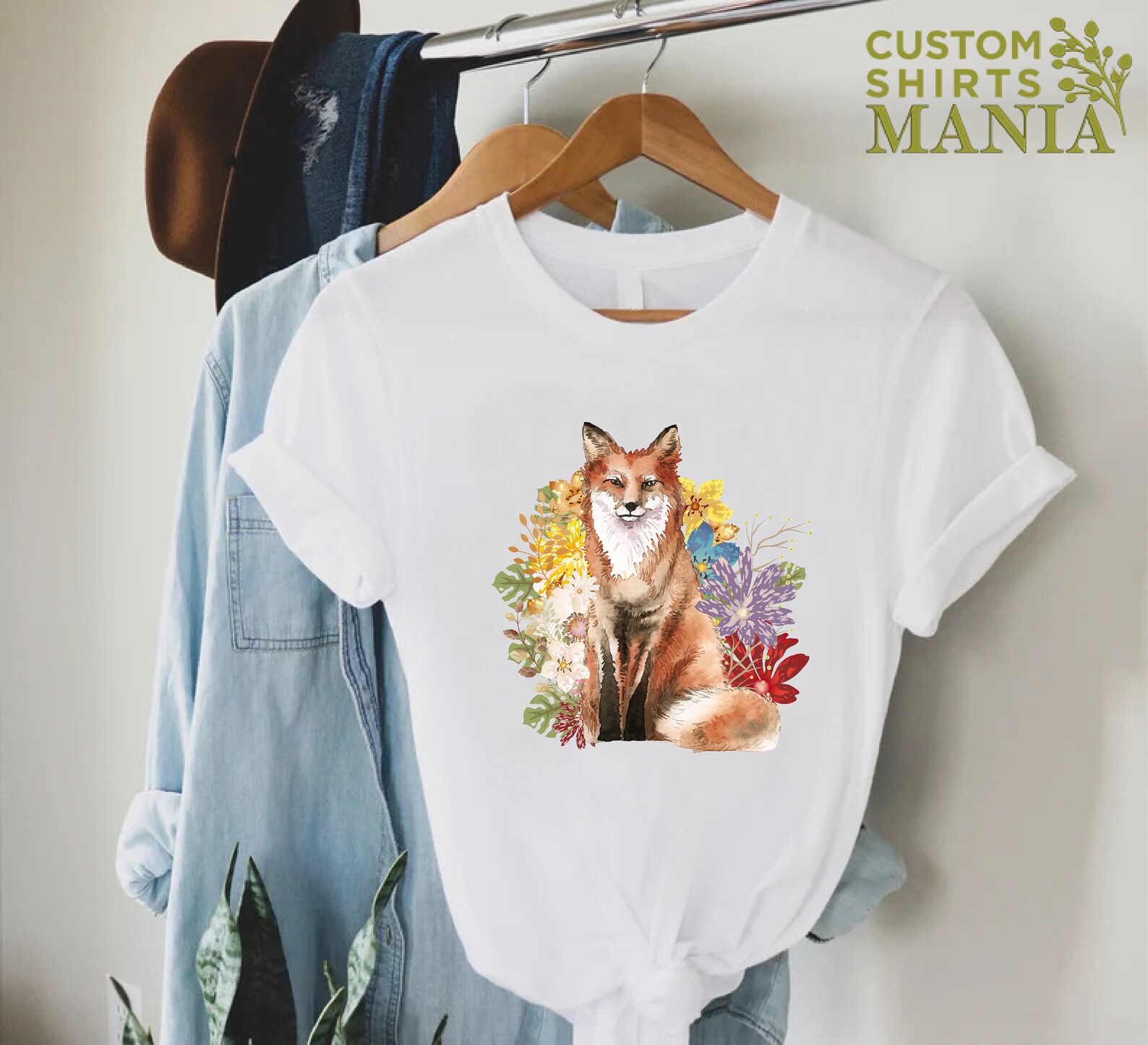 Floral Fox Shirt Boho Shirt for Women Fox Gift Fox Lover - Etsy