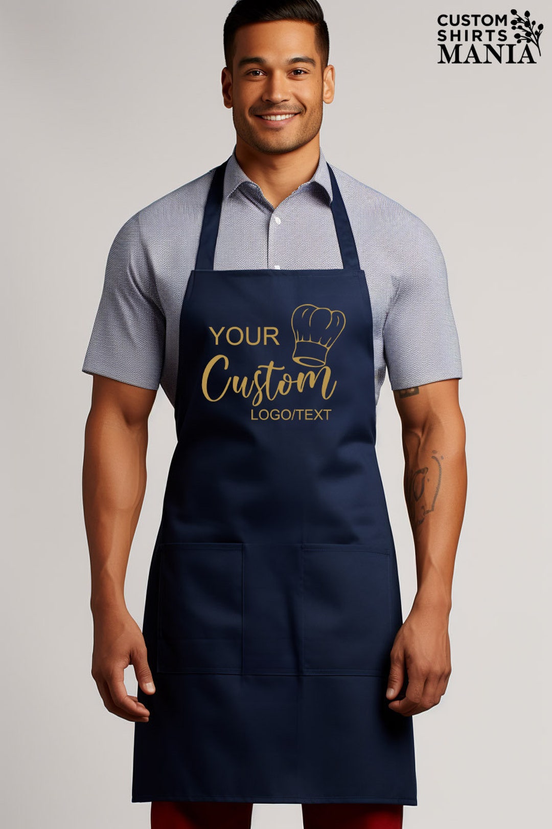 Personalized Logo Apron With Pockets,custom Text Logo Apron,custom Text ...