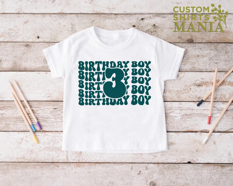 3rd Birthday Boy Shirt, Third Birthday Toddler Shirt, 3 Year Old Boy ...