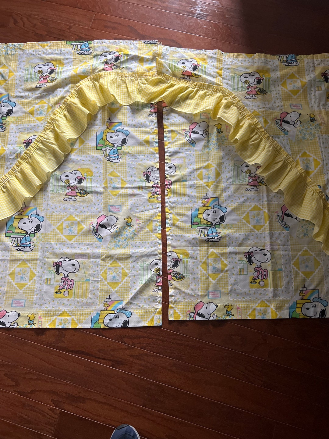 RARE Vintage Snoopy and Belle Curtains Beautiful Swag Set 4 Pieces Set ...