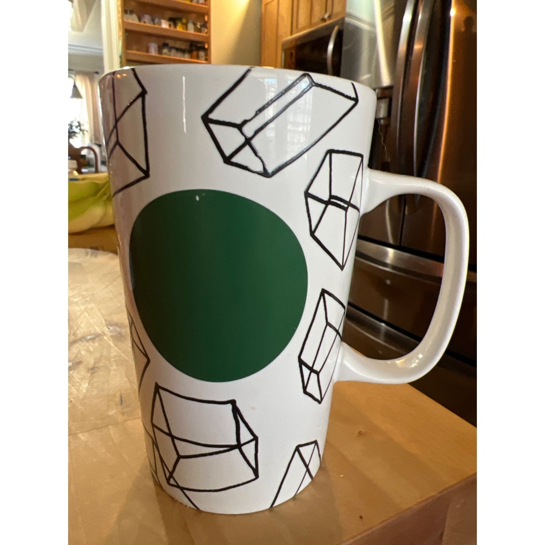 2014 Starbucks Geometric Cubes 16fl Oz. Coffee/tea Mug/cup White Green ...