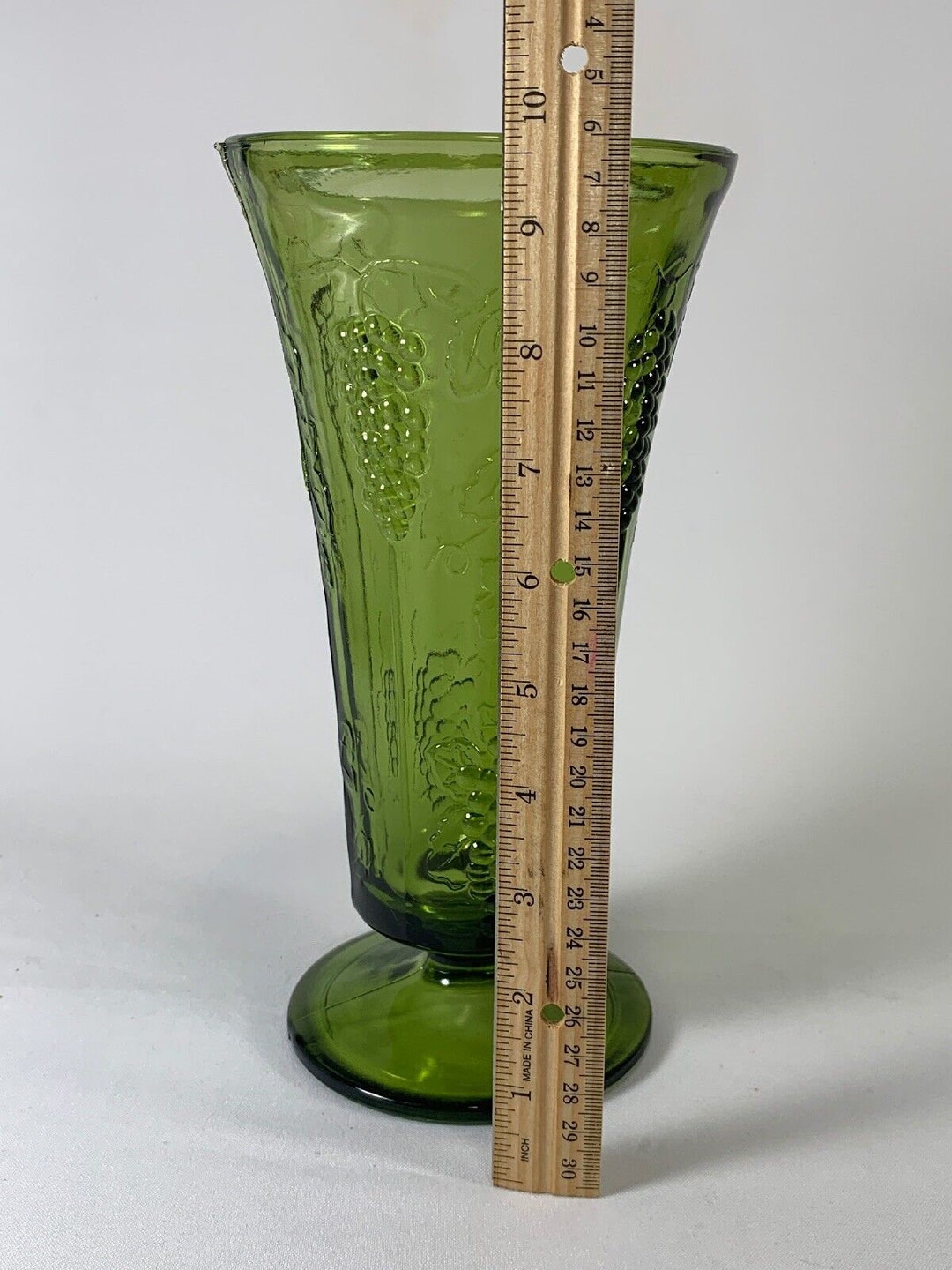 Vintage Indiana Colony Green Glass Harvest Grape Vase 10 Inches Tall - Etsy
