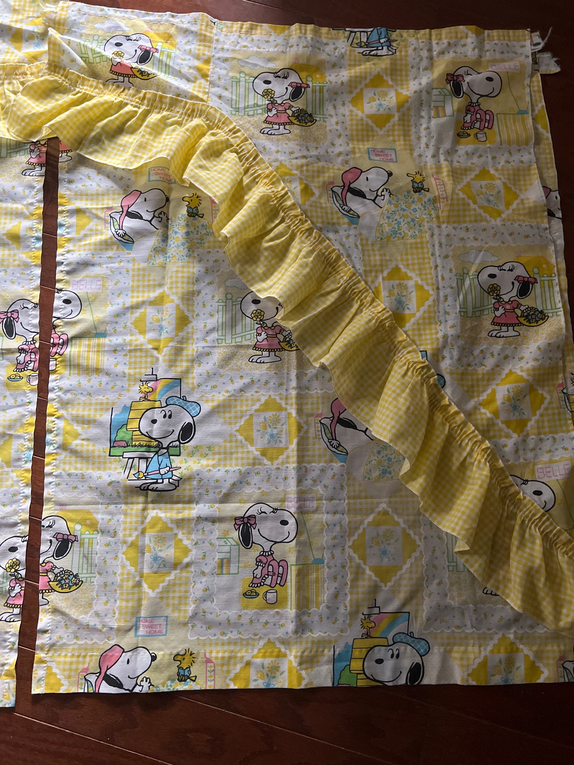 RARE Vintage Snoopy and Belle Curtains Beautiful Swag Set 4 Pieces Set ...