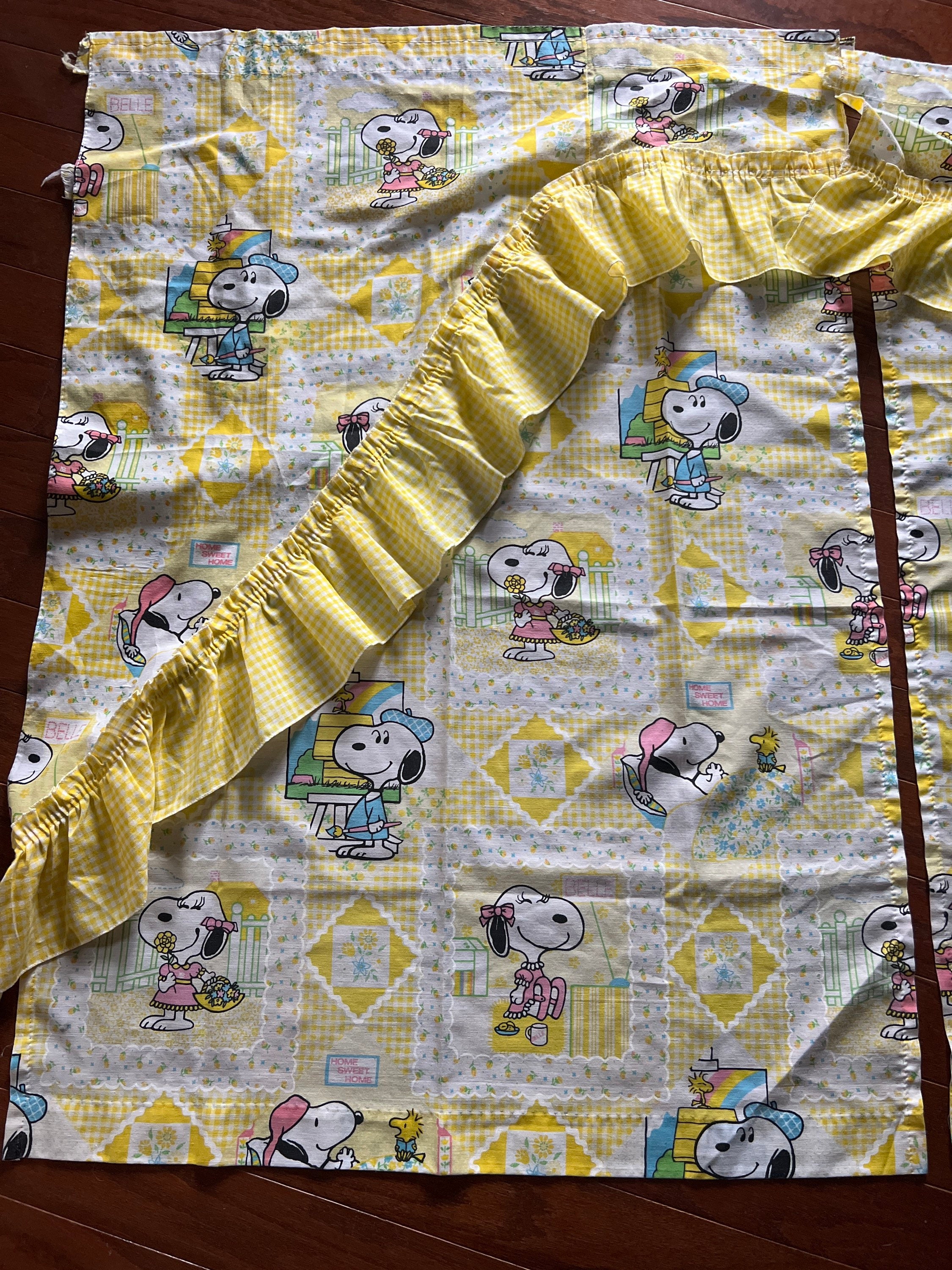 RARE Vintage Snoopy and Belle Curtains Beautiful Swag Set 4 Pieces Set ...