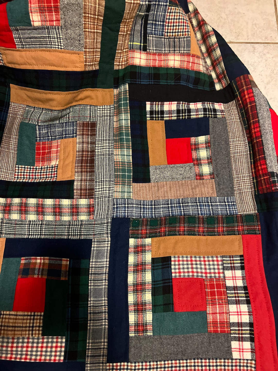 Wool Log Cabin Cutter Quilt Block - Etsy