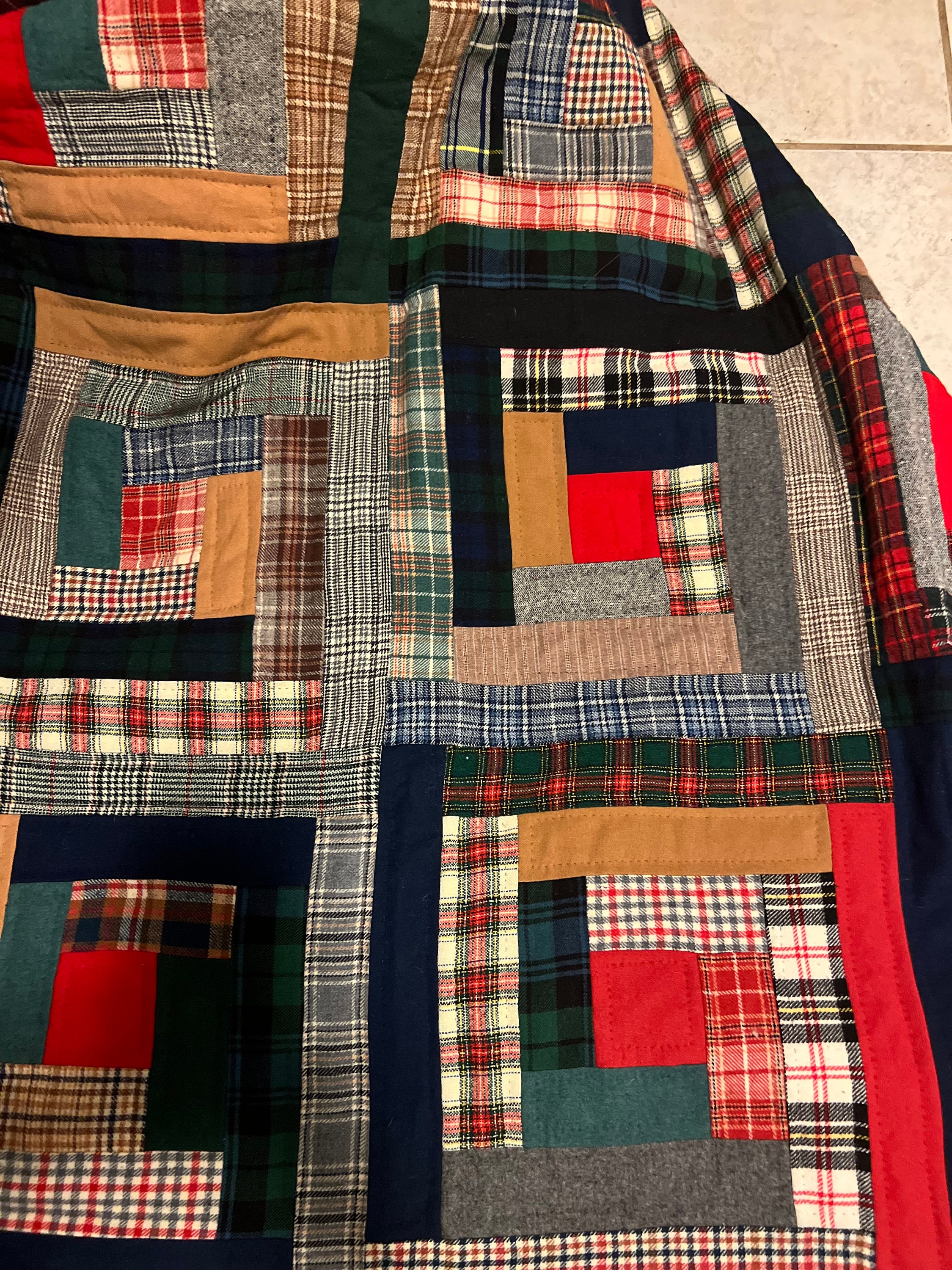 Wool Log Cabin Cutter Quilt Block - Etsy
