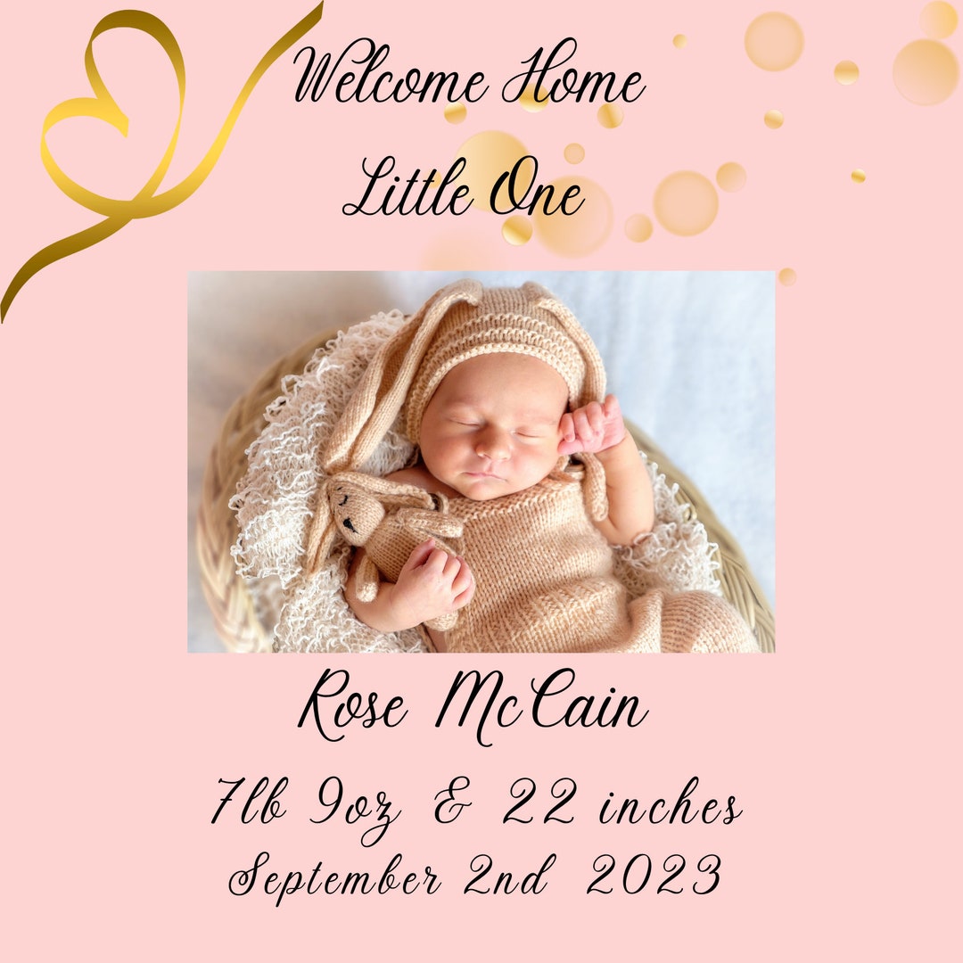 Editable Baby Birth Announcement Template DIY Canva Design 5.5x5.5 Inch ...