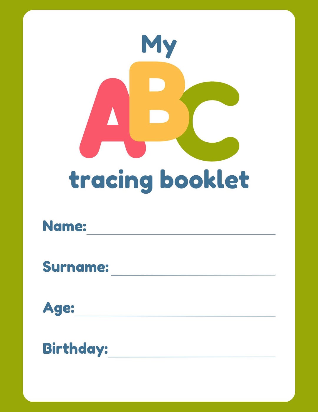 My ABC Tracing Booklet – 28 Pages of Alphabet Fun! - Etsy
