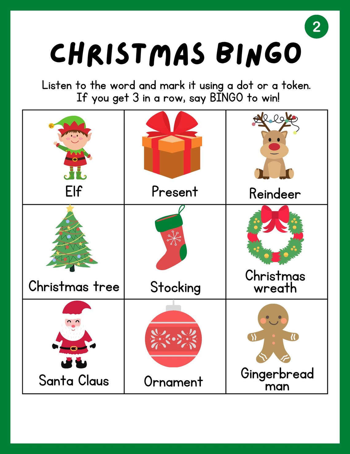 Kids Christmas Bingo Printable | Preschool & Kindergarten Game ...