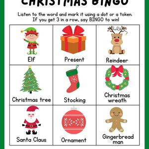 Kids Christmas Bingo Printable | Preschool & Kindergarten Game ...