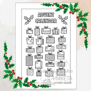 Printable Advent Calendar Coloring Page for Christmas Countdown for ...