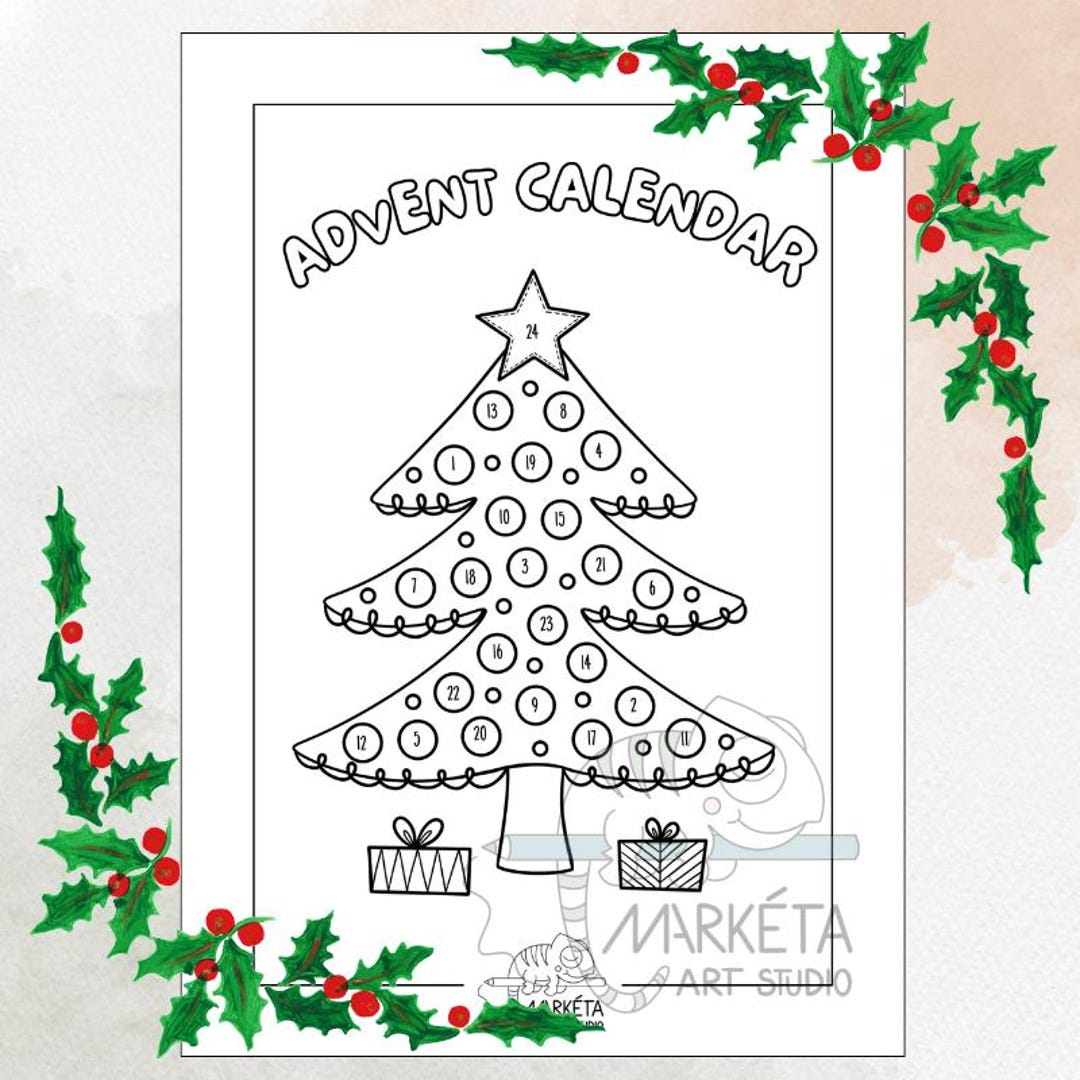 Printable Advent Calendar Coloring Sheet for Christmas Countdown for ...