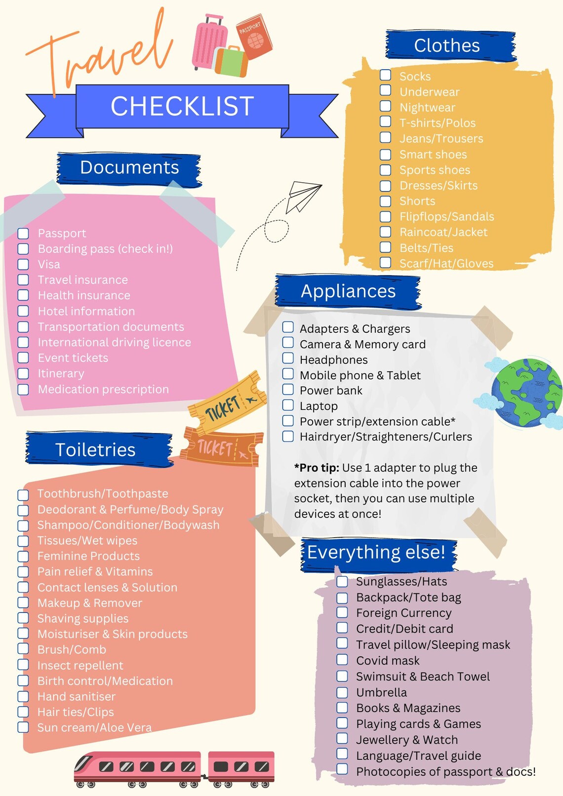Printable Travel Checklist | Trip List | Holiday Checklist | Digital ...