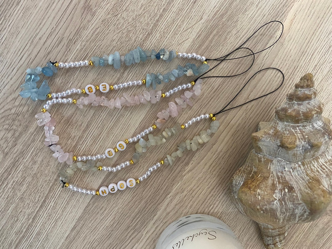 Personalised Crystal Phone Charm | Gem Stone Phone Strap | Y2K ...