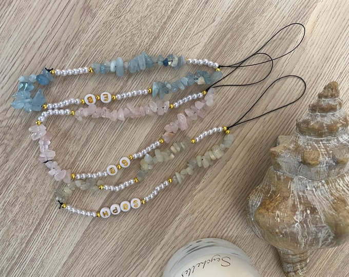 Personalised Crystal Phone Charm Gem Stone Phone Strap Y2K - Etsy