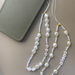 Pearl Personalised Phone Charm | Bride | Bridal Gift | Beaded Phone ...