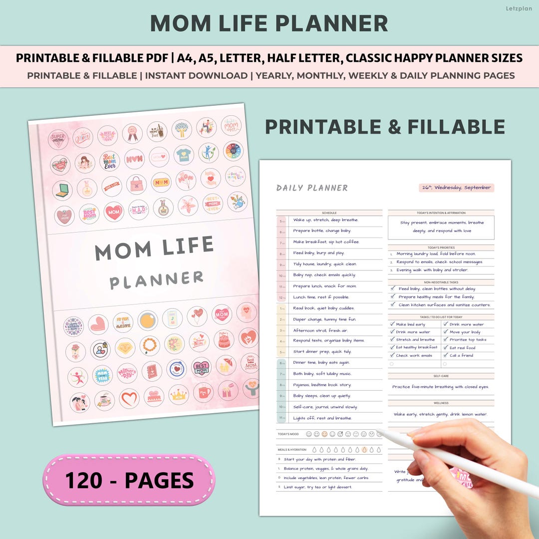 Mom Life Planner Printable | Busy Mom Family Organizer Schedule | Home ...