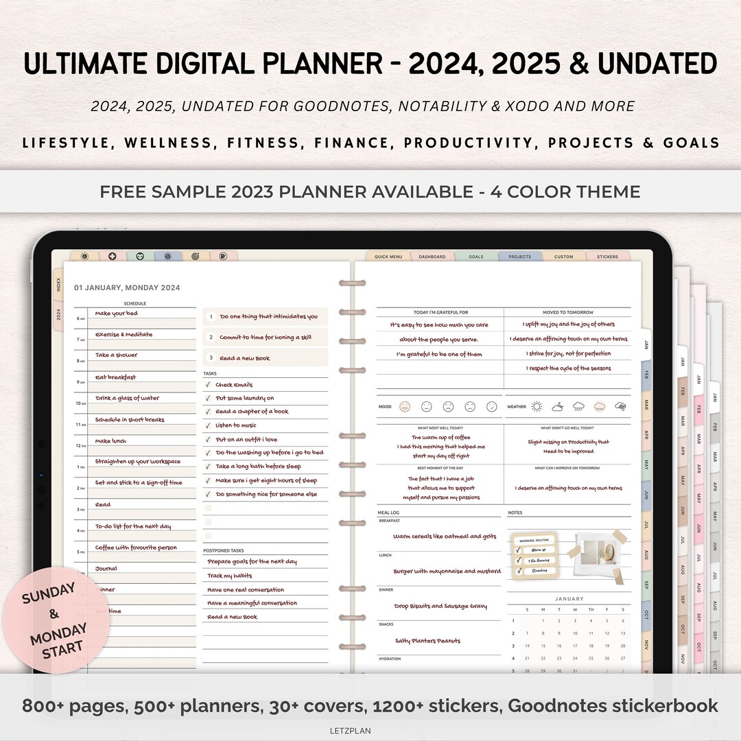 Digital Planner 2025 Undated Digital Planner Goodnotes Planner Daily ...