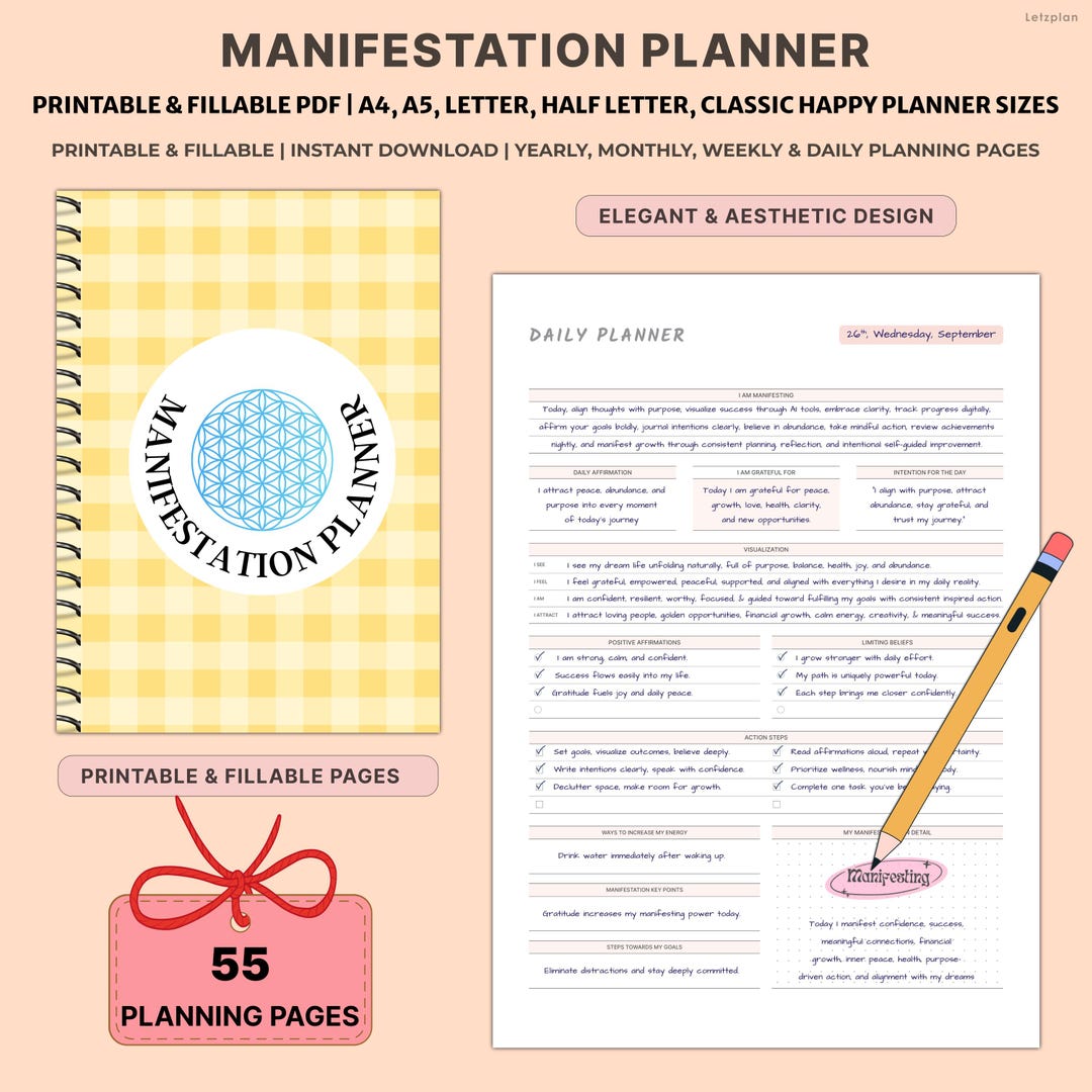 Printable Manifestation Planner Bundle | Undated Law of Attraction ...