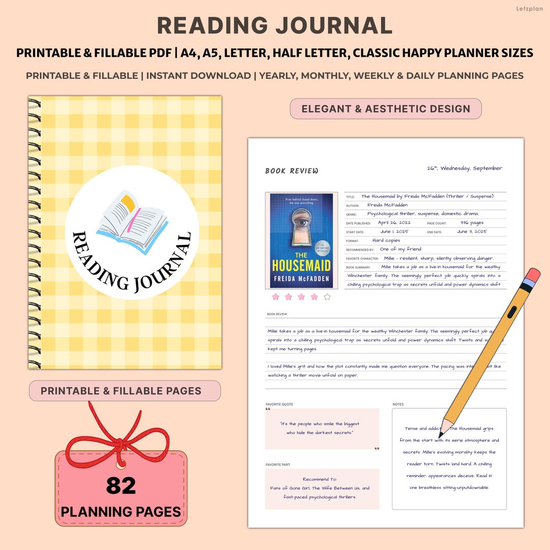 Reading Journal Printable Bundle | Undated Book Tracker & Reading ...