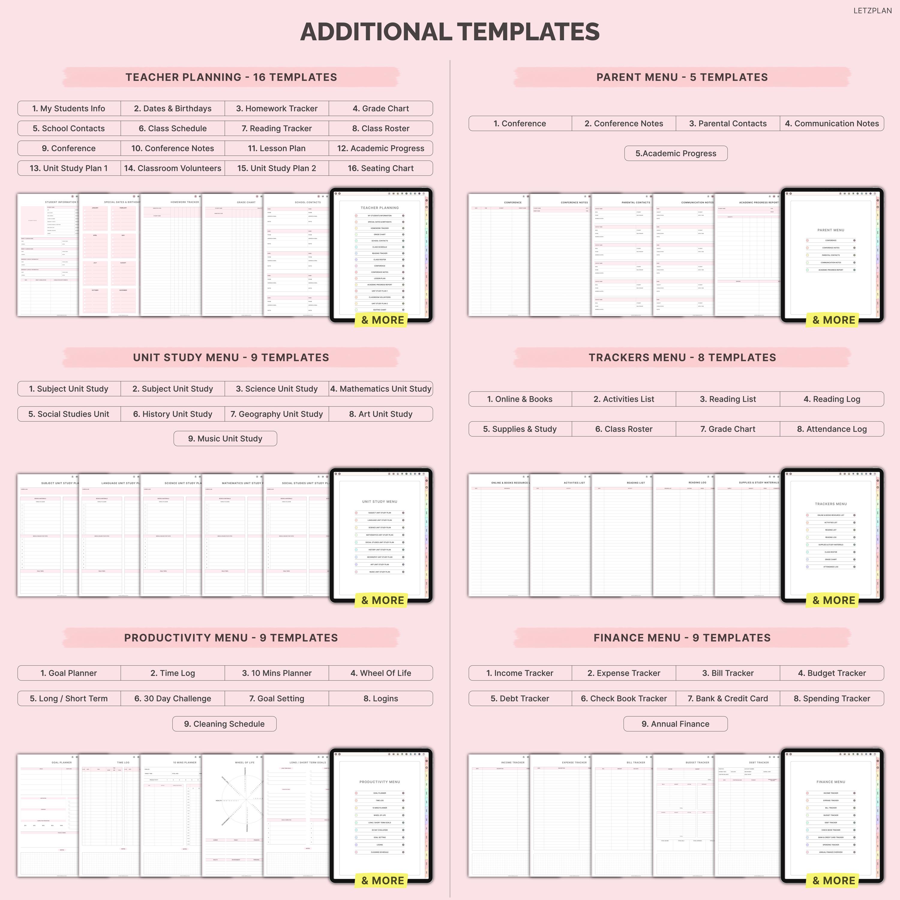 Undated Digital Teacher Planner With Lesson Templates for Goodnotes ...
