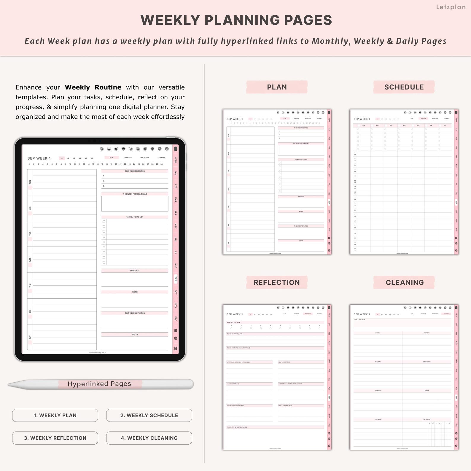 Digital Household Planner iPad Goodnotes Template Cleaning Schedule ...