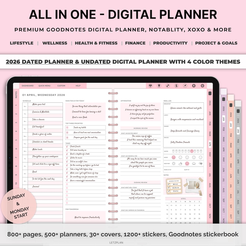 All-in-one Digital Planner 2026, Hyperlinked Goodnotes Planner, Daily ...