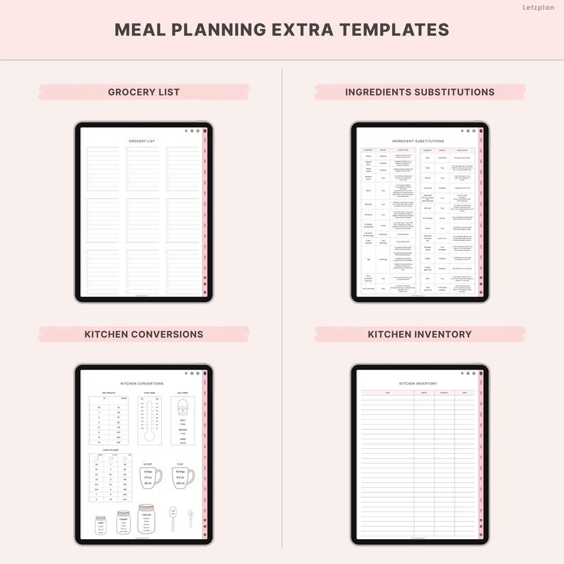 Digital Meal Planner iPad Goodnotes Template | Weekly Meal Plan Grocery ...