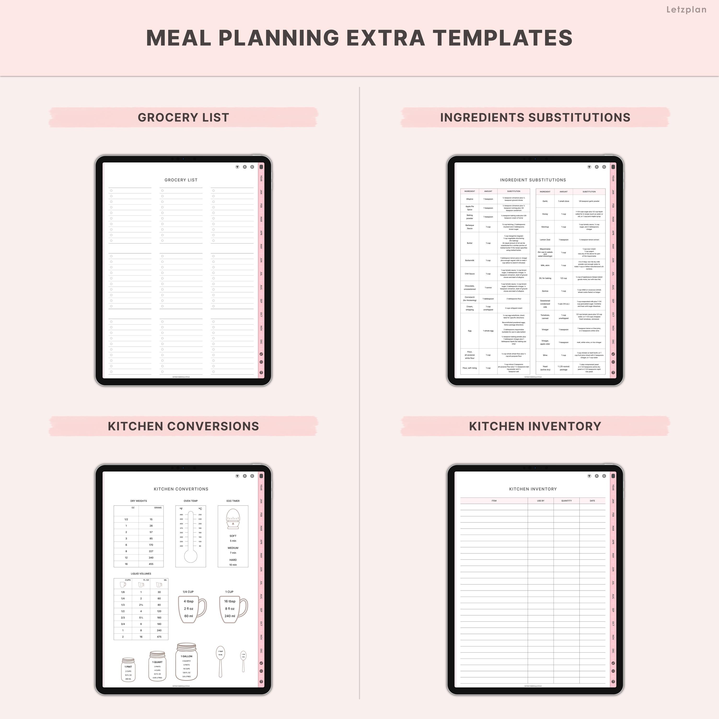Digital Meal Planner iPad Goodnotes Template | Weekly Meal Plan Grocery ...