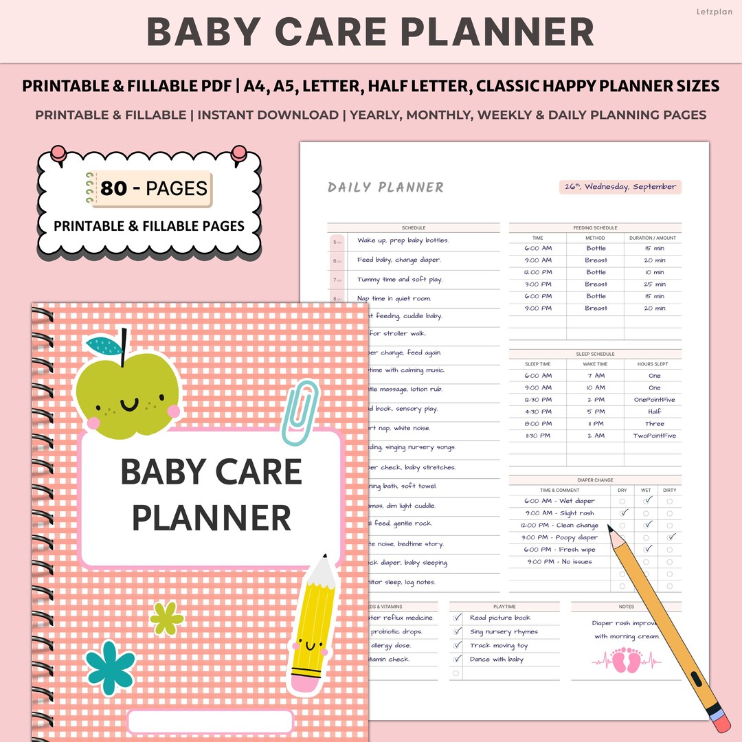 Printable Newborn Baby Care Planner | Feeding Sleep Diaper Logs | Daily ...