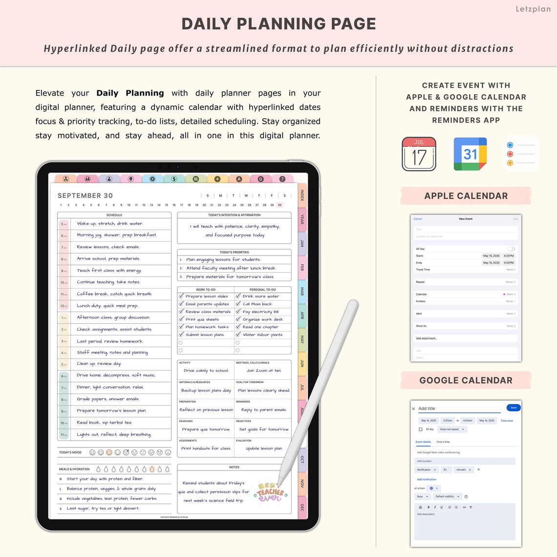 Digital Teacher Planner Undated Pastel Themed Academic Goodnotes iPad ...