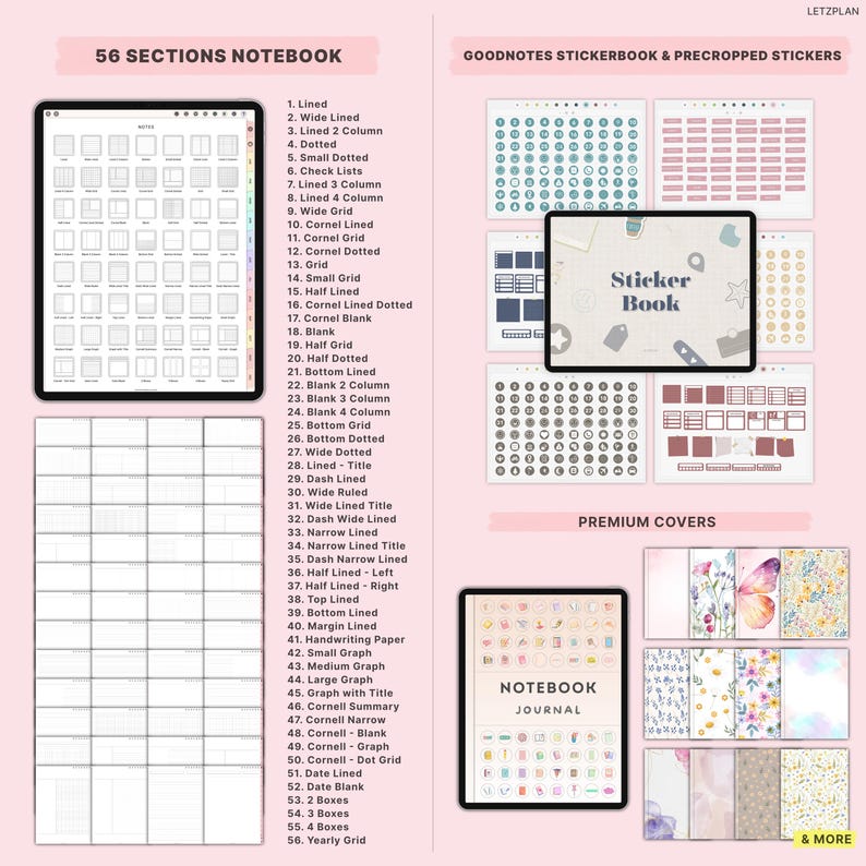 Digital Notebooks Bundle | Goodnotes + Notability | Pastel Hyperlinked ...