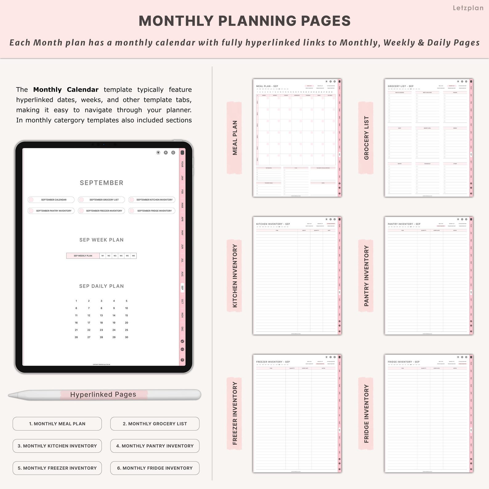 Digital Meal Planner iPad Goodnotes Template | Weekly Meal Plan Grocery ...