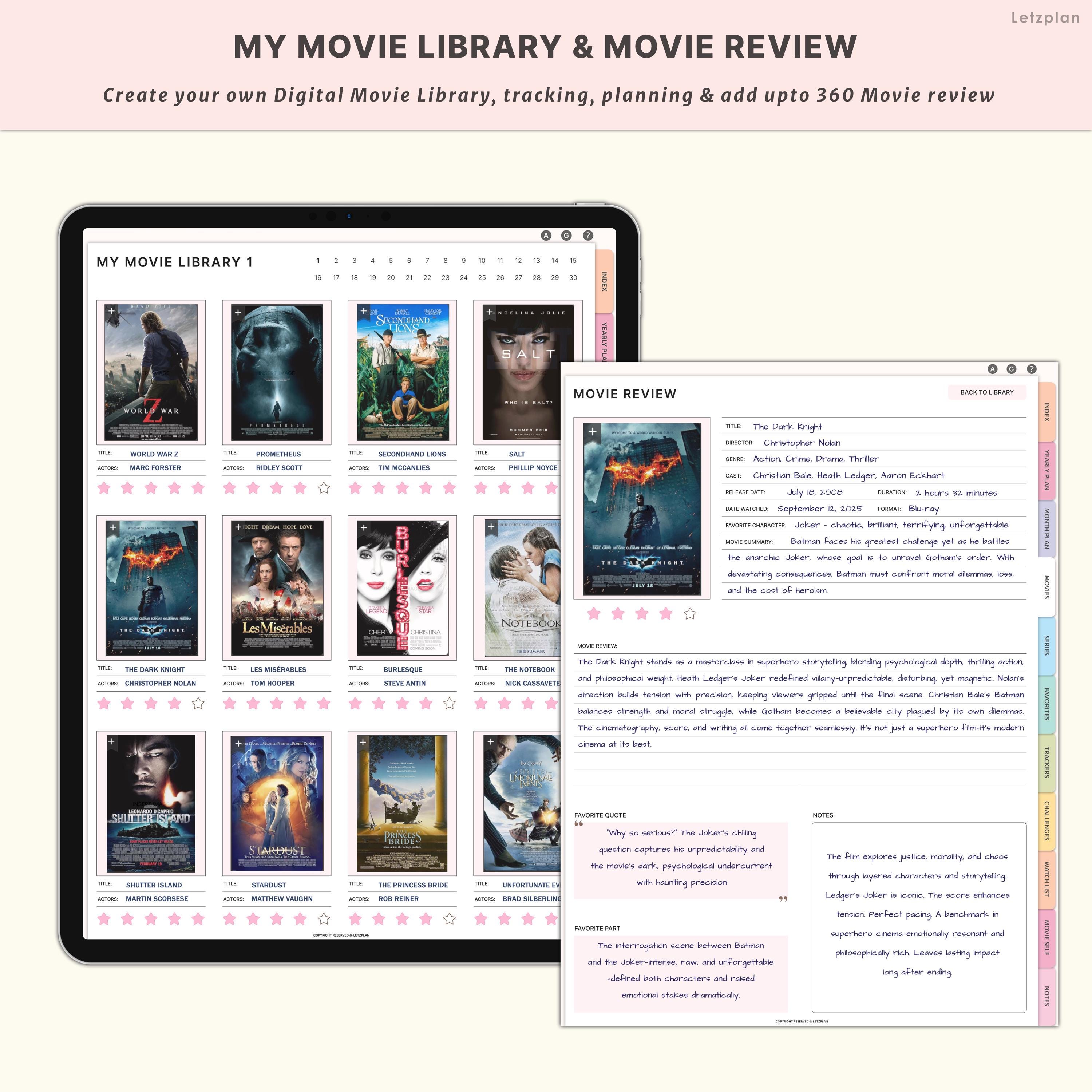 Digital Movie and TV Series Journal for Goodnotes | Film Review Tracker ...