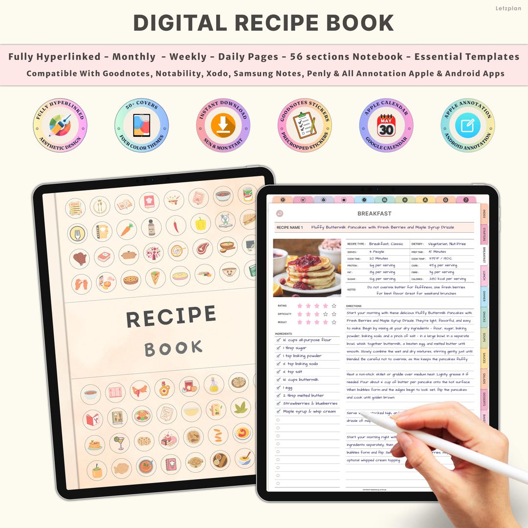 Goodnotes Digital Recipe Book With Meal Planner and Grocery List ...