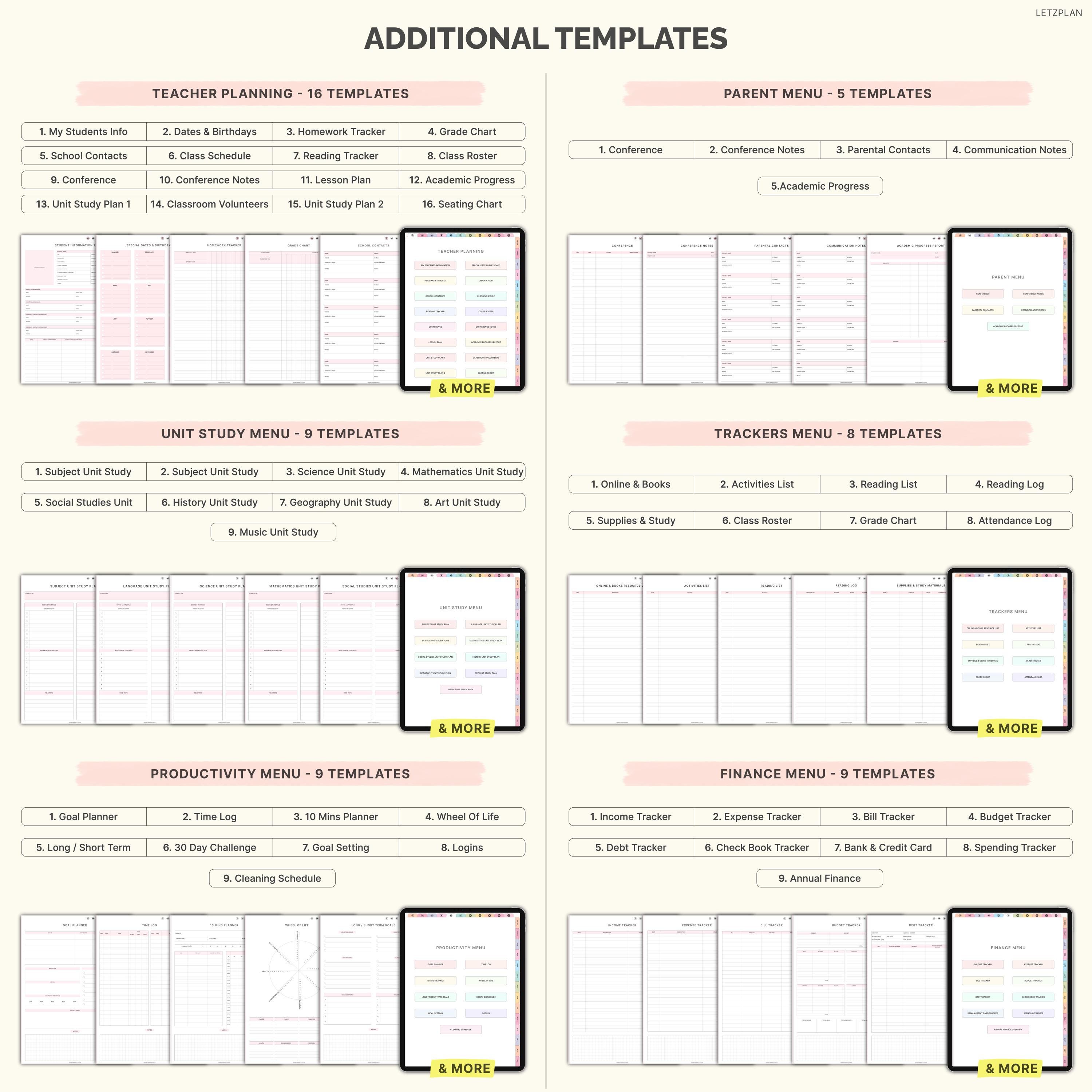 Digital Teacher Planner Undated Pastel Themed Academic Goodnotes iPad ...