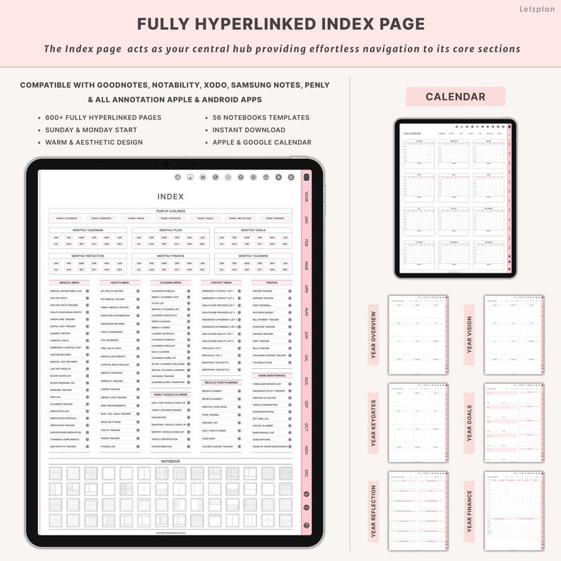 Digital Household Planner iPad Goodnotes Template Cleaning Schedule ...